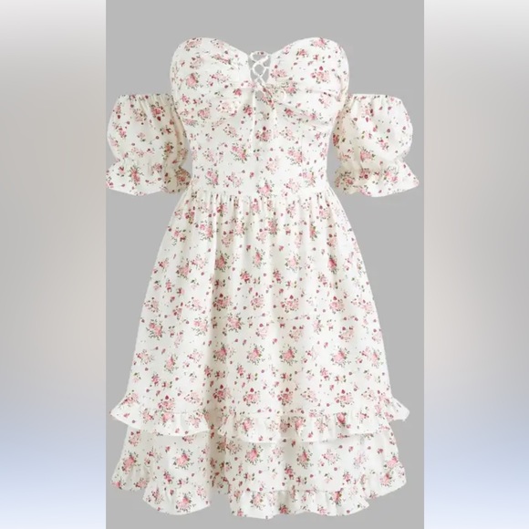 Cider | Dresses | Cider Ditzy Floral Puff Sleeve Corset Dress | Poshmark
